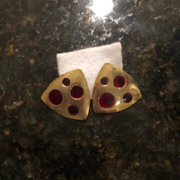 Vintage | Jewelry | Vintage Gold Unique Shape With Ruby Colored Spots ...